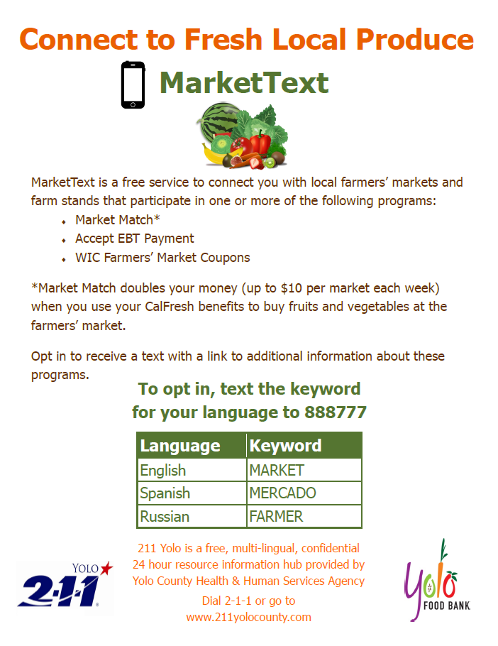 2-1-1 Yolo County | Market Text | 211 Sacramento